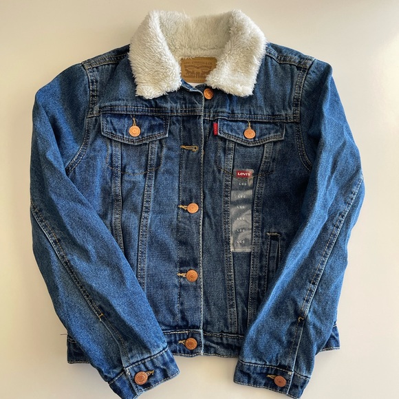 Levi's | Jackets & Coats | Levi Jean Jacket Junior Size L Sherpa Lining ...